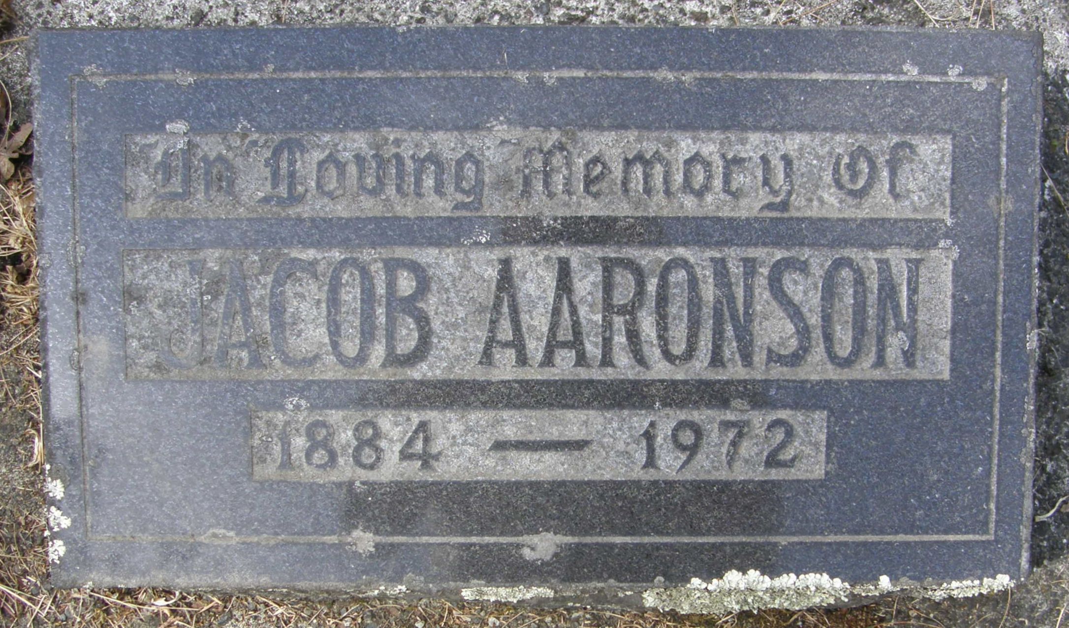 Jacob Lewis Aaronson – The Jewish Cemetery of Victoria, British Columbia