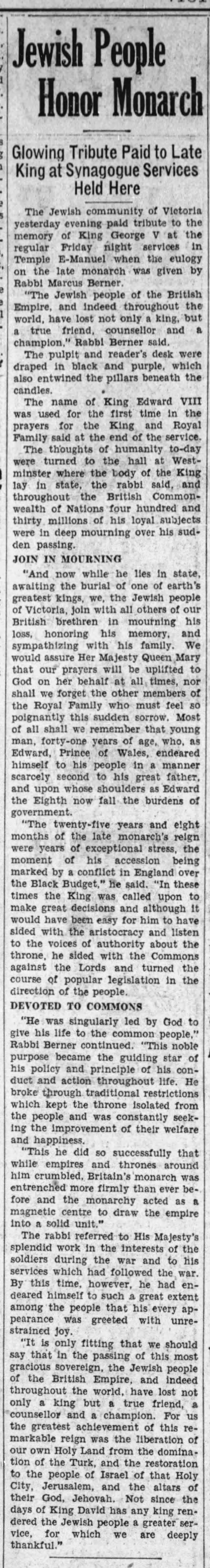 Rabbi Marcus Berner – The Jewish Cemetery of Victoria, British Columbia